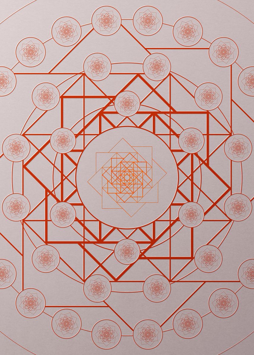 'Red Geometric Glyph Poster' Poster, picture, metal print, paint by ...