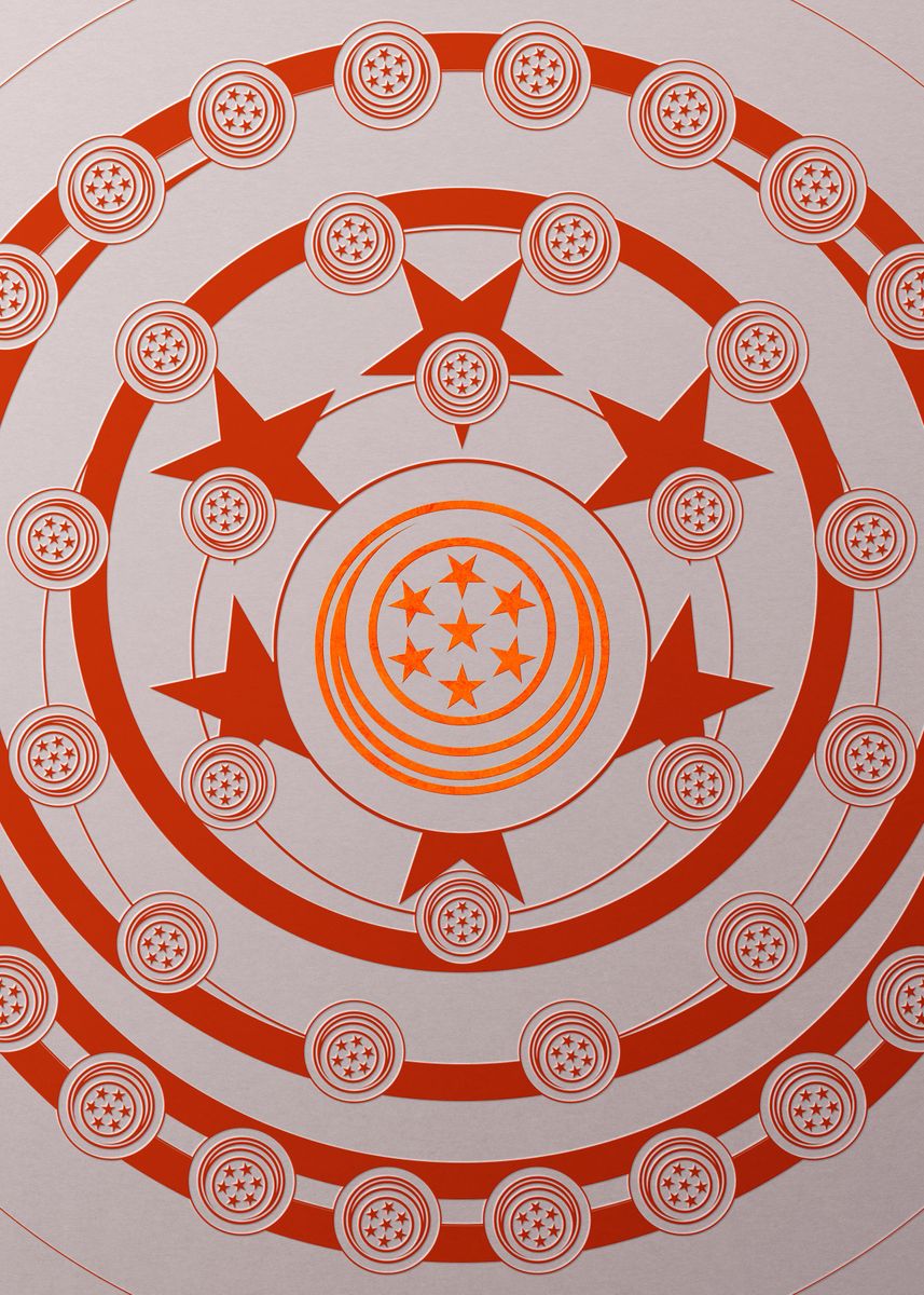 'Red Orange Sacred Geometry' Poster, picture, metal print, paint by ...