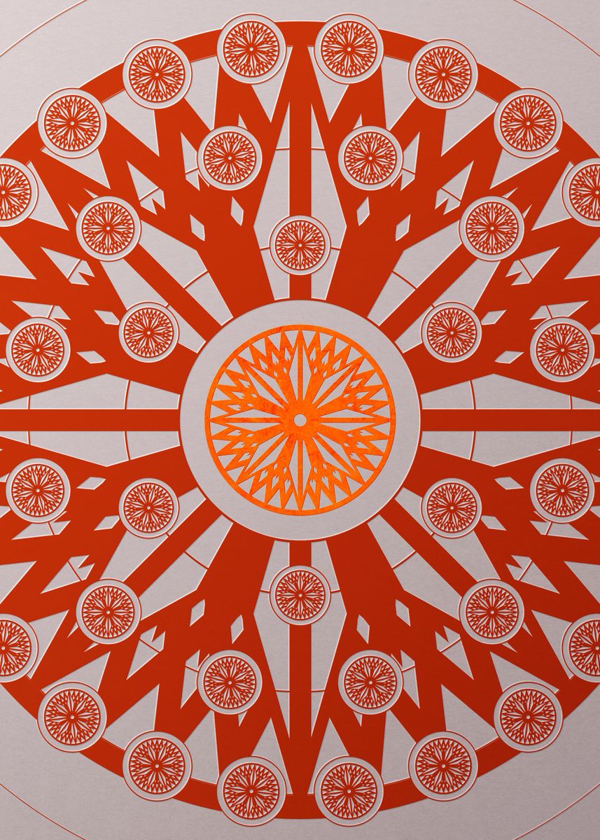 'Red Glyph Mandala Rune Art' Poster by Holy Rock Design | Displate