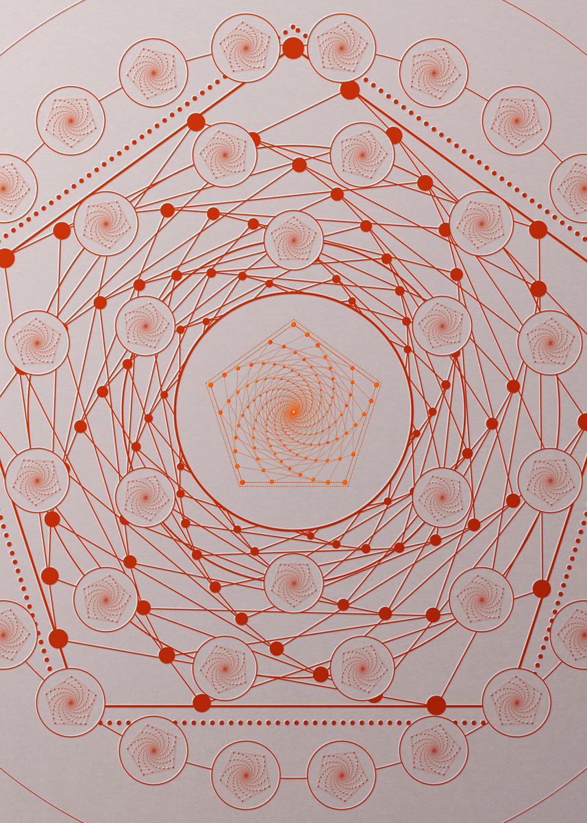 'Red Glyph Mandala Rune Art' Poster, picture, metal print, paint by ...