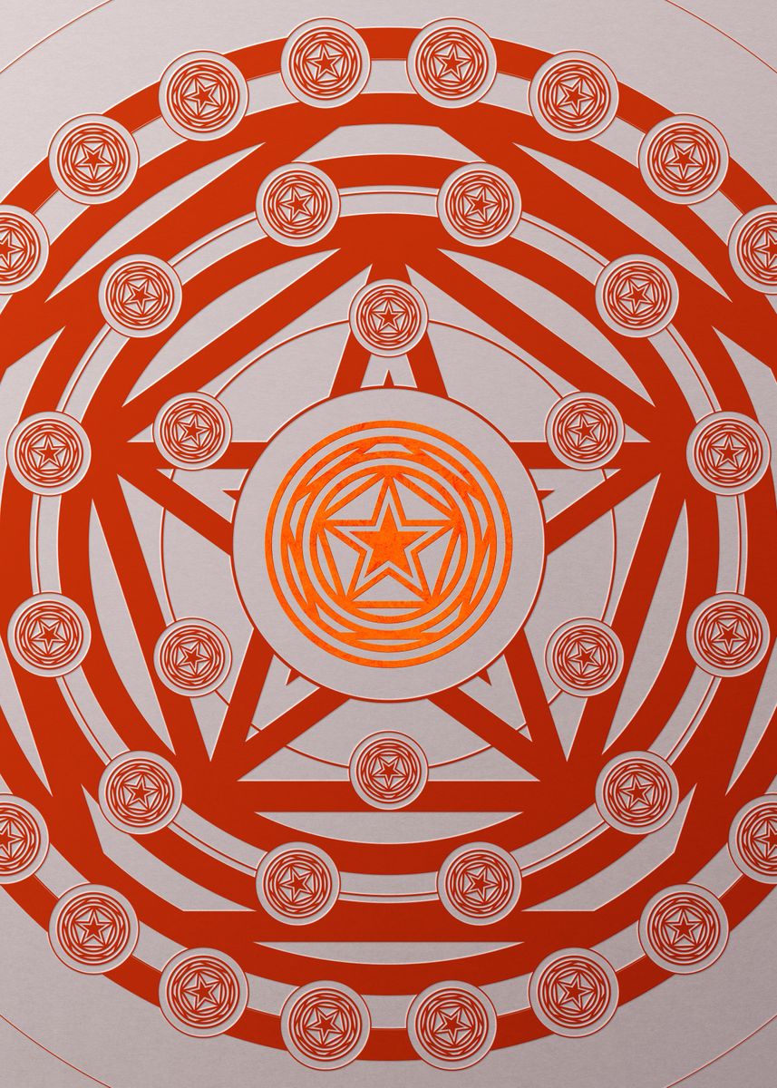 'Red Orange Sacred Geometry' Poster by Holy Rock Design | Displate