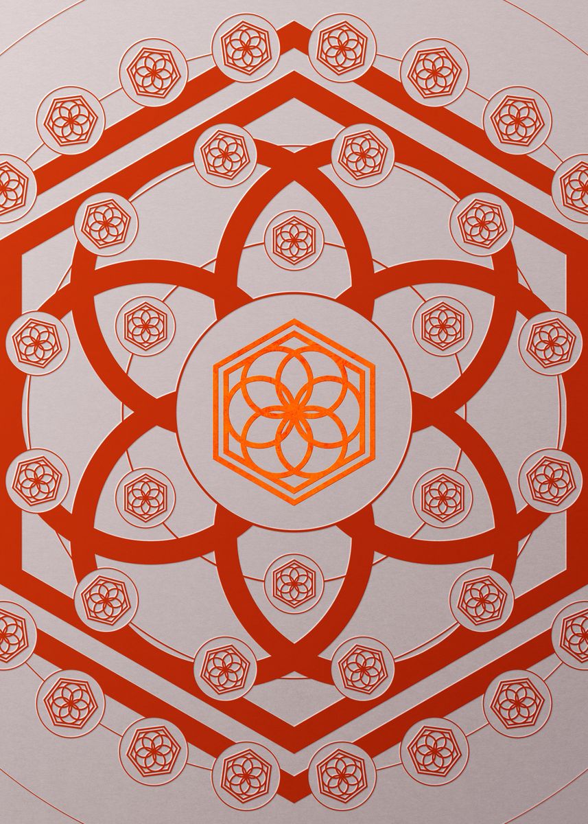 'Red Glyph Mandala Rune Art' Poster, picture, metal print, paint by ...