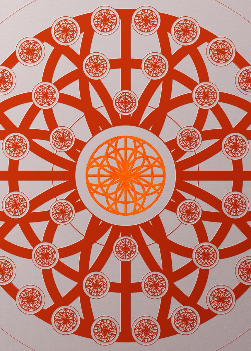 'Red Orange Sacred Geometry' Poster, picture, metal print, paint by ...