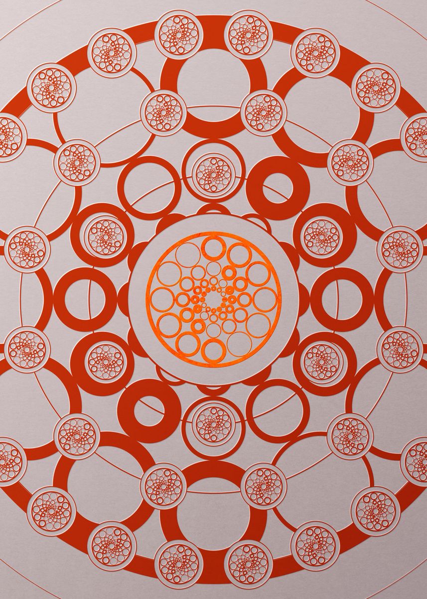 'Red Orange Sacred Geometry' Poster, picture, metal print, paint by ...