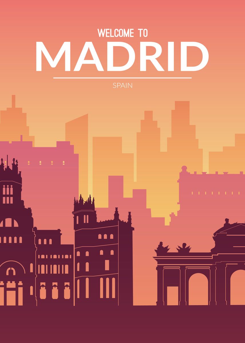 'Madrid Spain' Poster, picture, metal print, paint by Conceptual ...