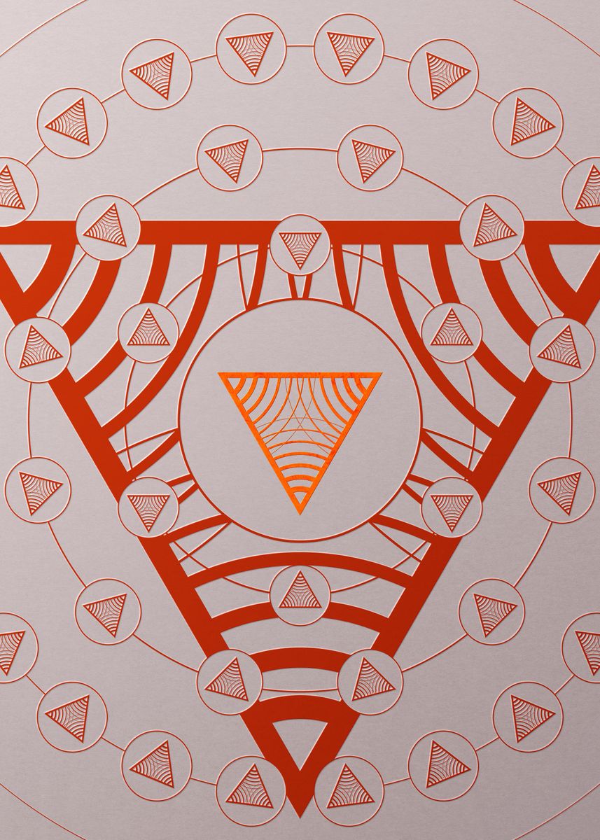 'Red Glyph Mandala Rune Art' Poster, picture, metal print, paint by ...