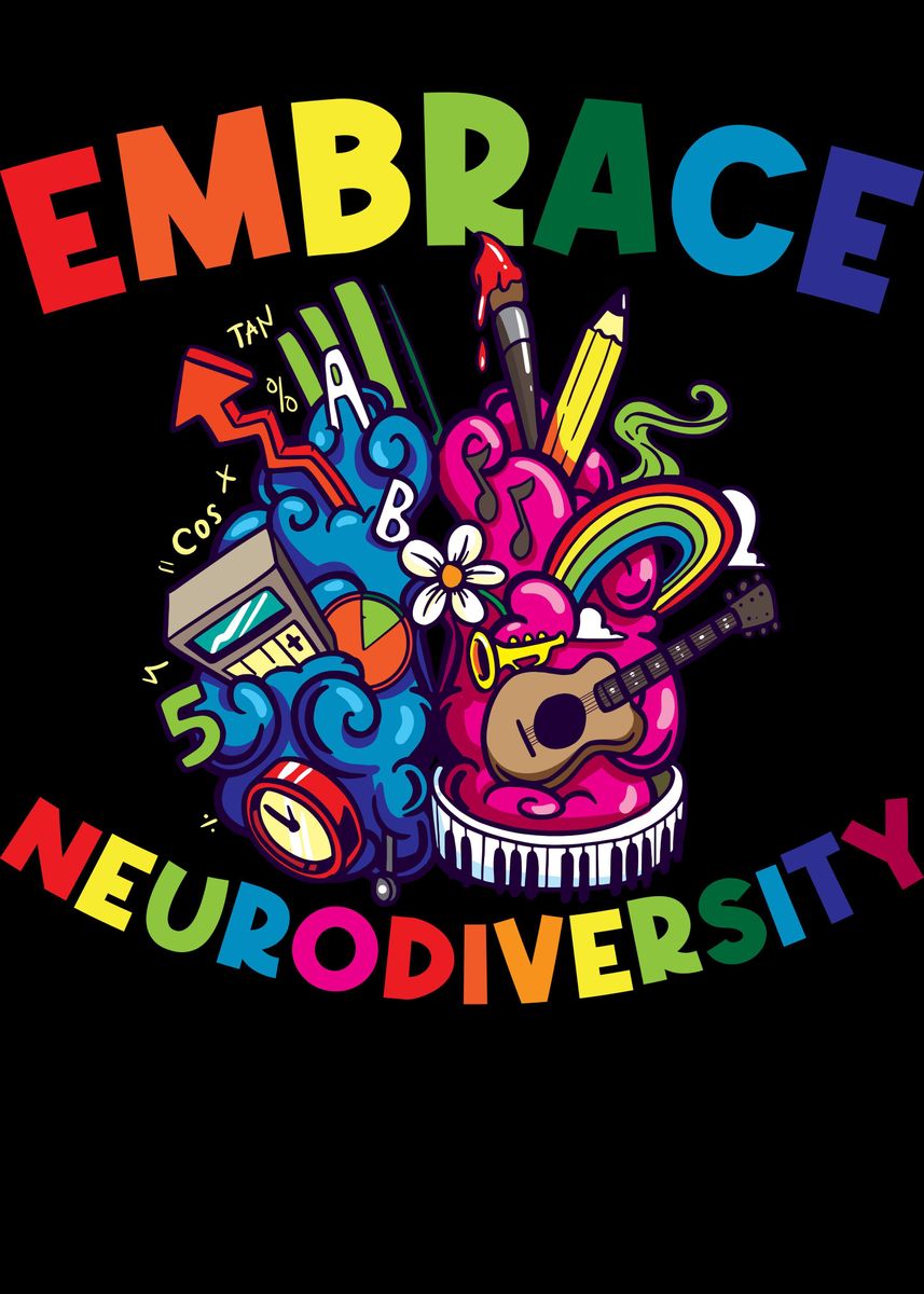 'Embrace Neurodiversity' Poster, picture, metal print, paint by ...