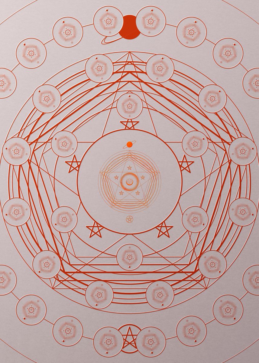 'Red Orange Sacred Geometry' Poster, picture, metal print, paint by ...