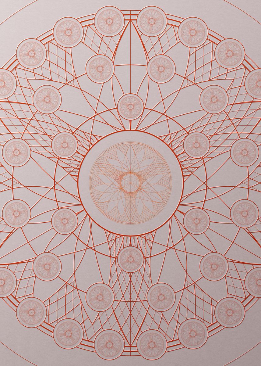 'Red Orange Sacred Geometry' Poster, picture, metal print, paint by ...