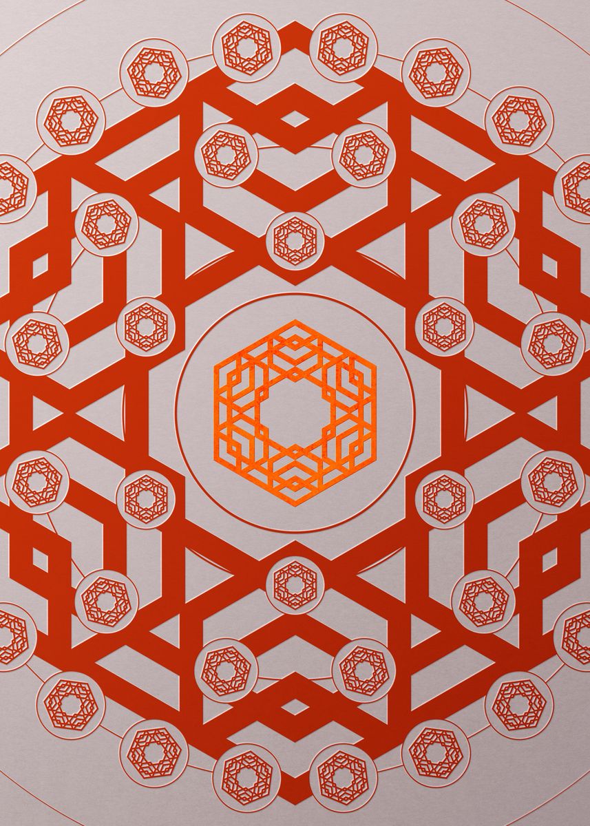 'Red Orange Sacred Geometry' Poster, picture, metal print, paint by ...
