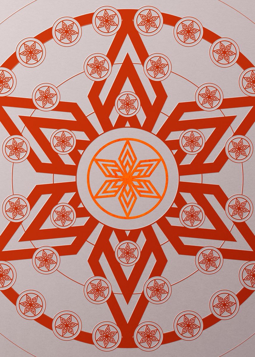 'Red Glyph Mandala Rune Art' Poster by Holy Rock Design | Displate