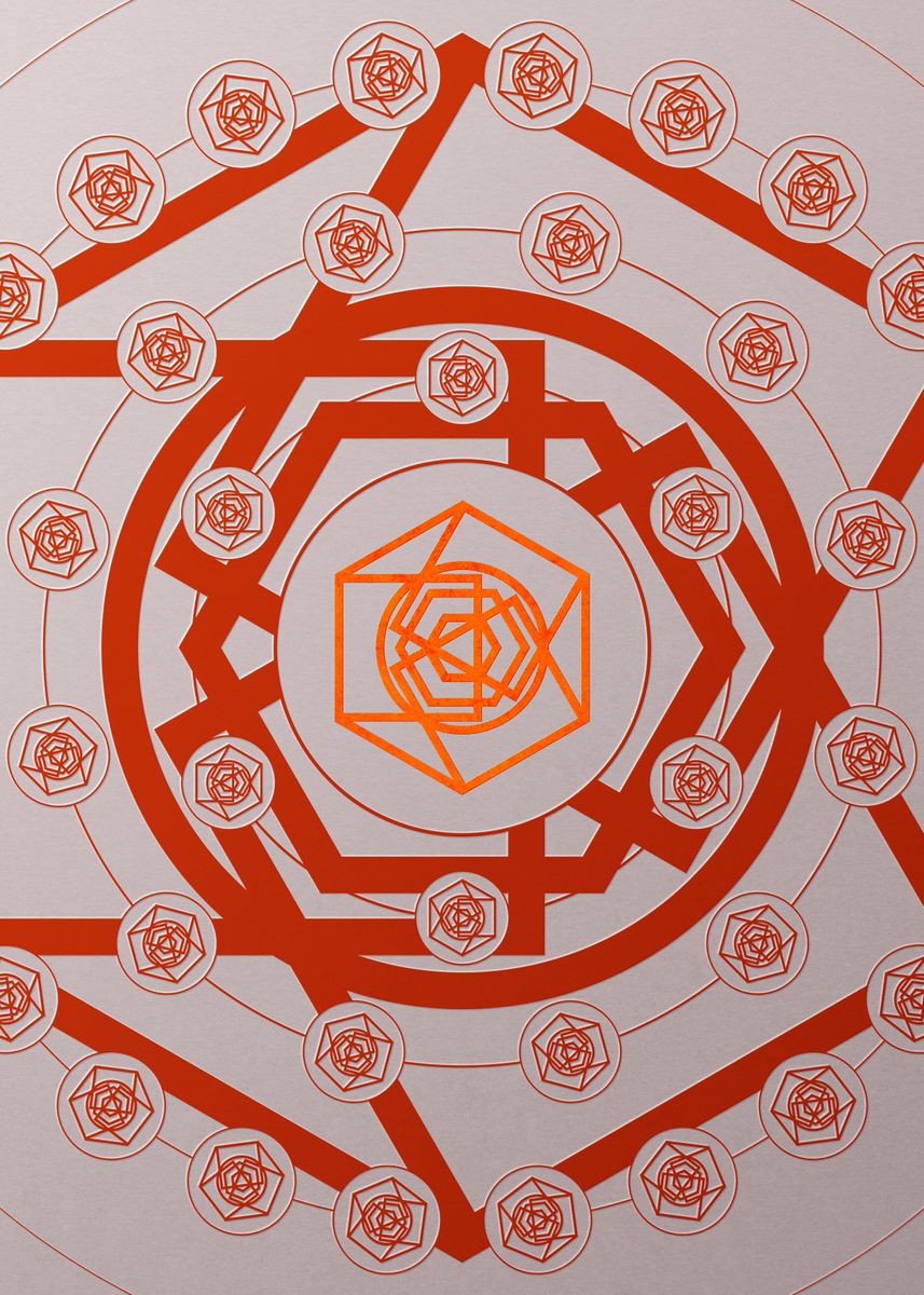 'Red Geometric Glyph Poster' Poster, picture, metal print, paint by ...