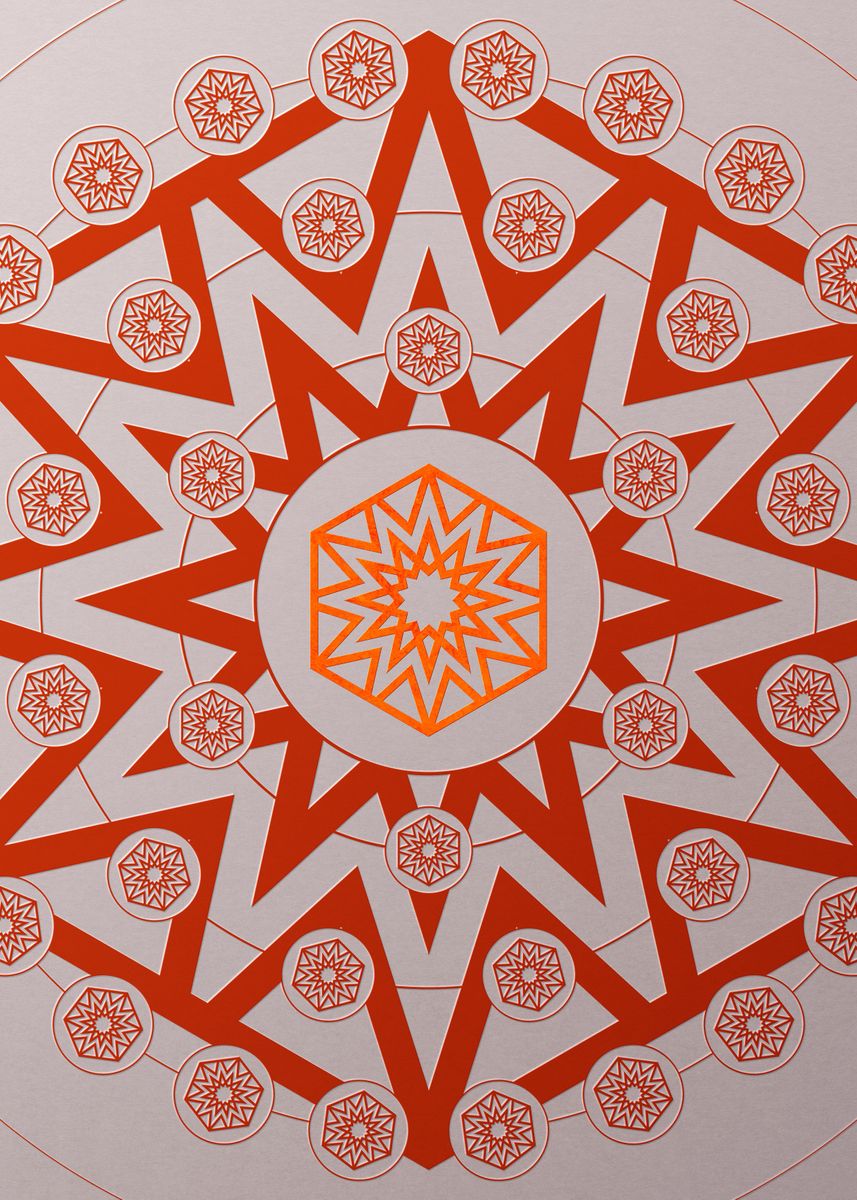 'Red Orange Sacred Geometry' Poster by Holy Rock Design | Displate