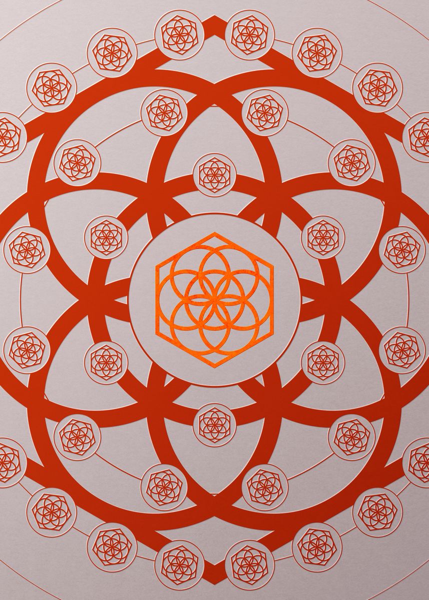 'Red Orange Sacred Geometry' Poster, picture, metal print, paint by ...