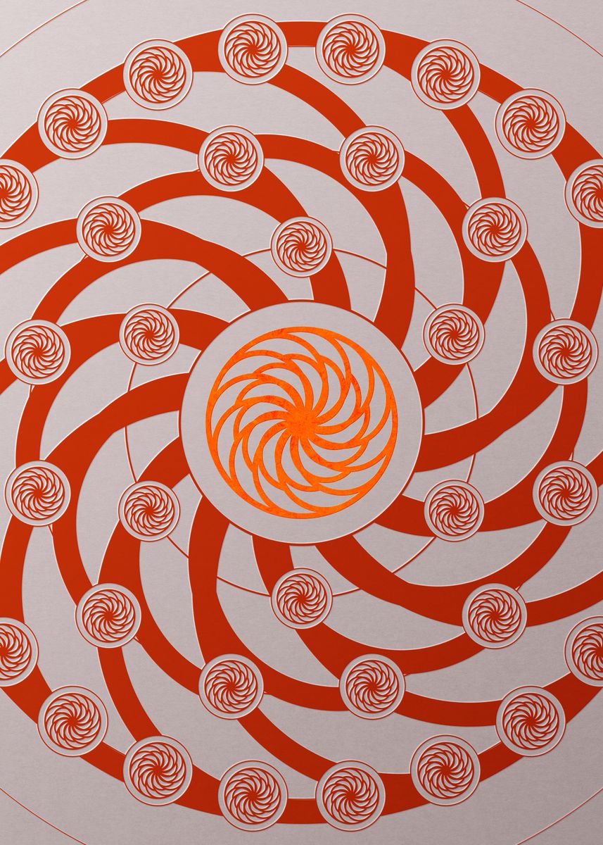 'Red Orange Sacred Geometry' Poster, picture, metal print, paint by ...