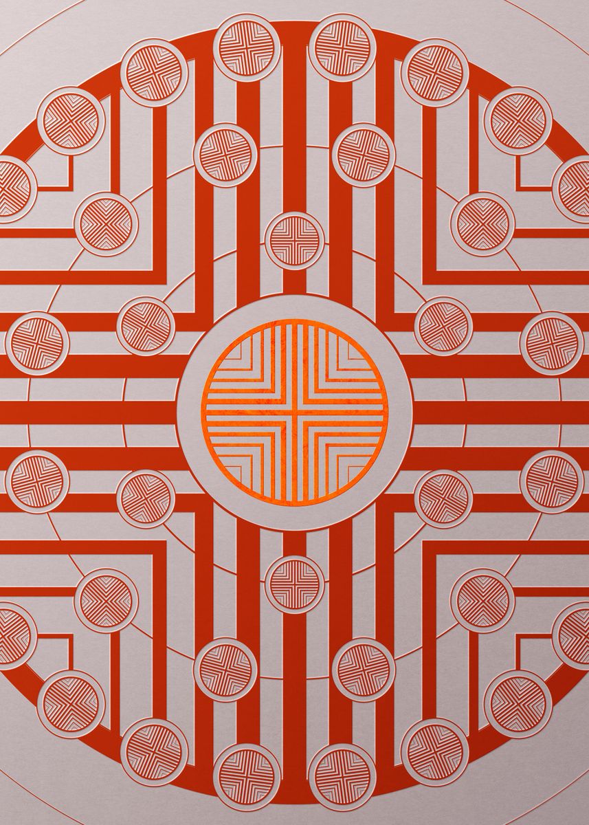 'Red Glyph Mandala Rune Art' Poster, picture, metal print, paint by ...