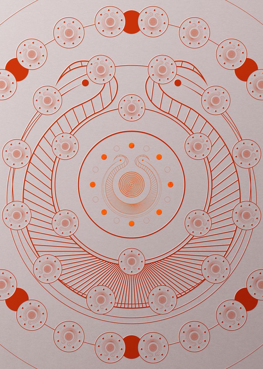 'Red Orange Sacred Geometry' Poster, picture, metal print, paint by ...