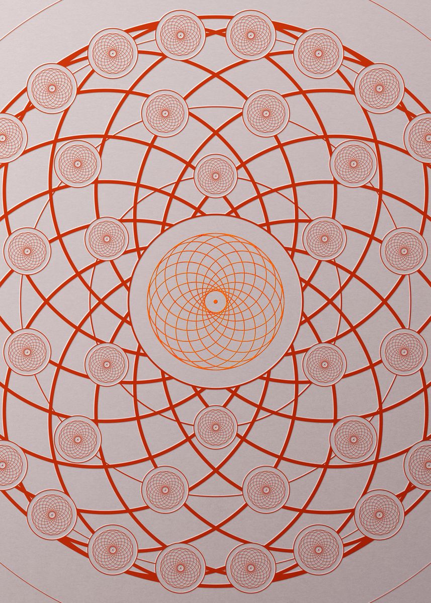 'Red Orange Sacred Geometry' Poster, picture, metal print, paint by ...