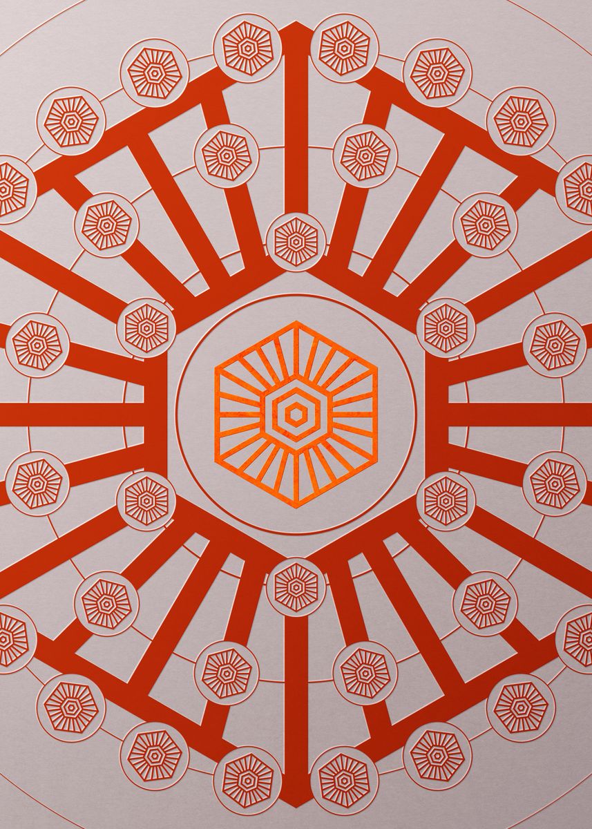 'Red Orange Sacred Geometry' Poster, picture, metal print, paint by ...