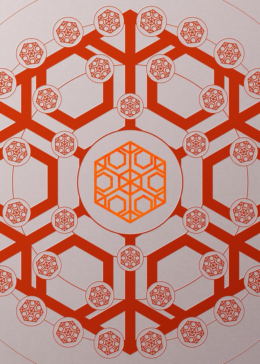 'Red Orange Sacred Geometry' Poster, picture, metal print, paint by ...