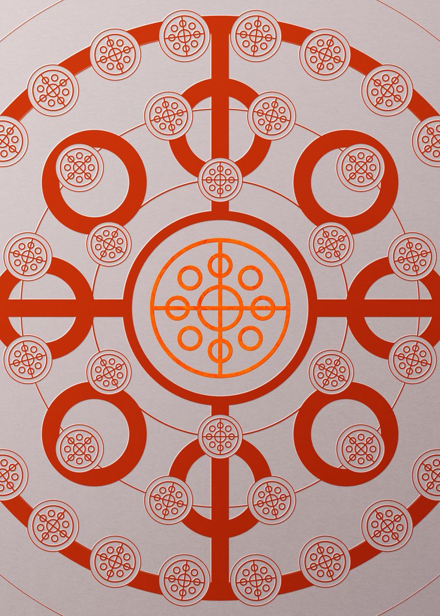 'Red Orange Sacred Geometry' Poster, picture, metal print, paint by ...