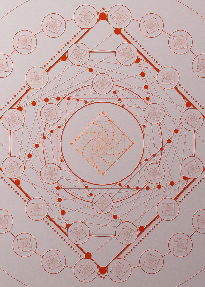 'Red Orange Sacred Geometry' Poster, picture, metal print, paint by ...