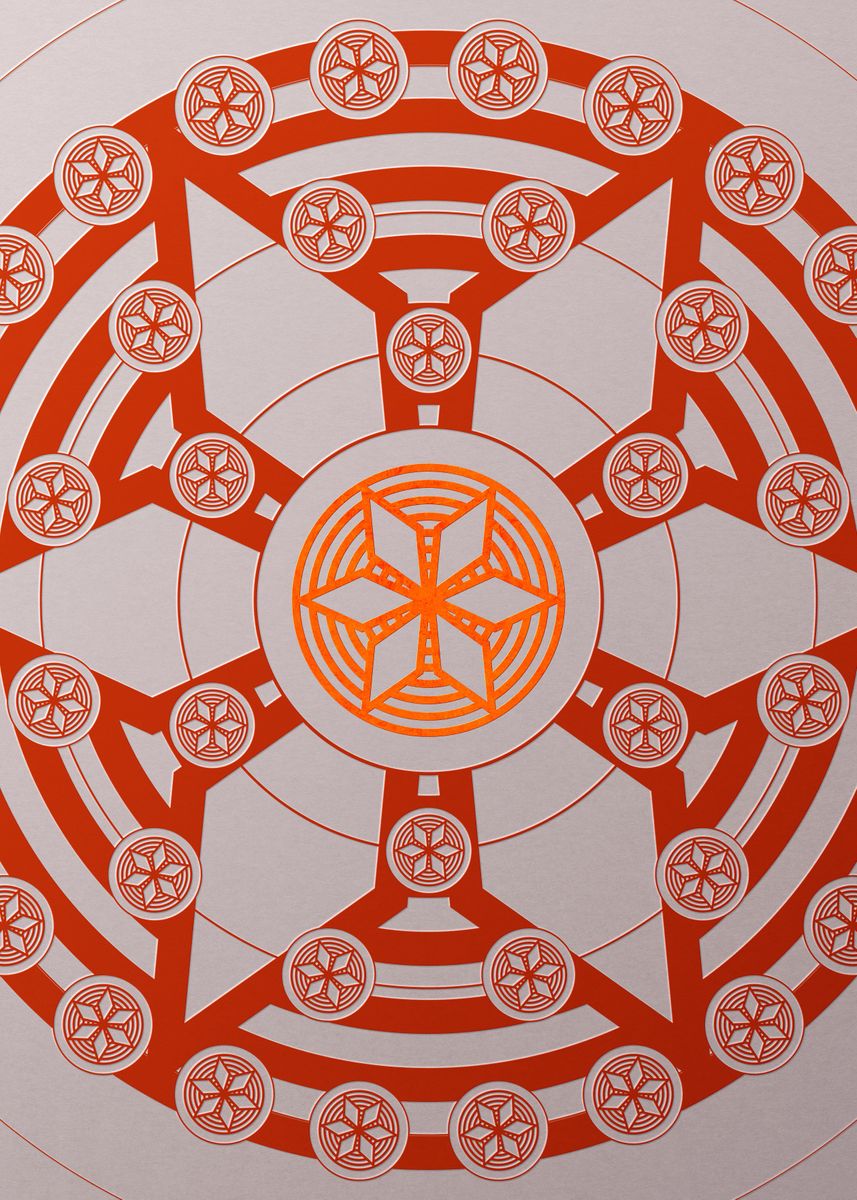 'Red Orange Sacred Geometry' Poster, picture, metal print, paint by ...