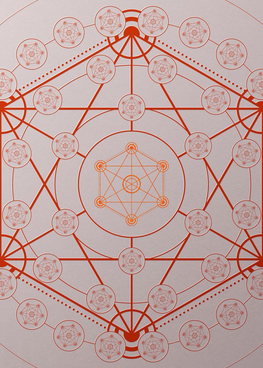 'Red Orange Sacred Geometry' Poster by Holy Rock Design | Displate