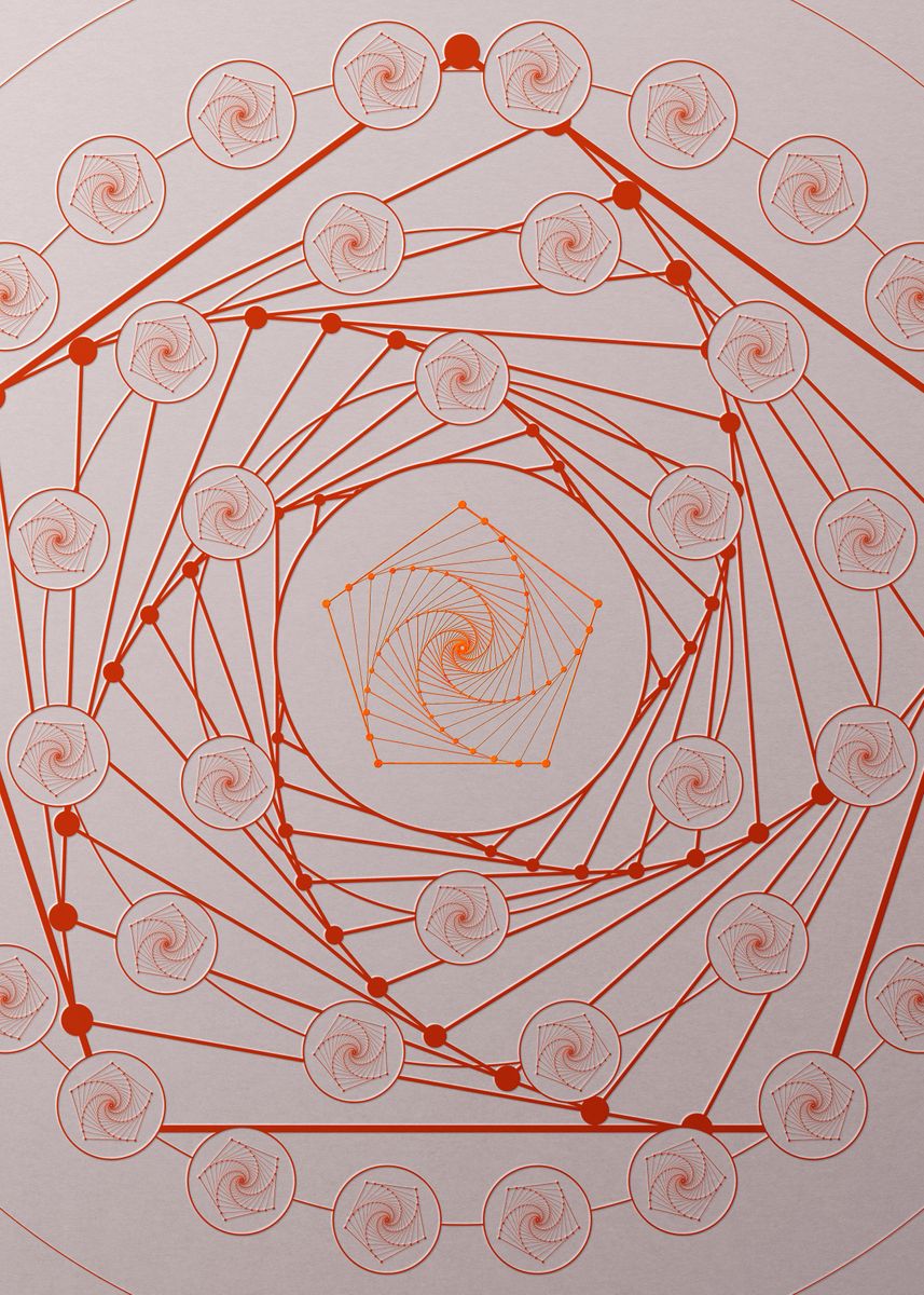 'Red Orange Sacred Geometry' Poster, picture, metal print, paint by ...