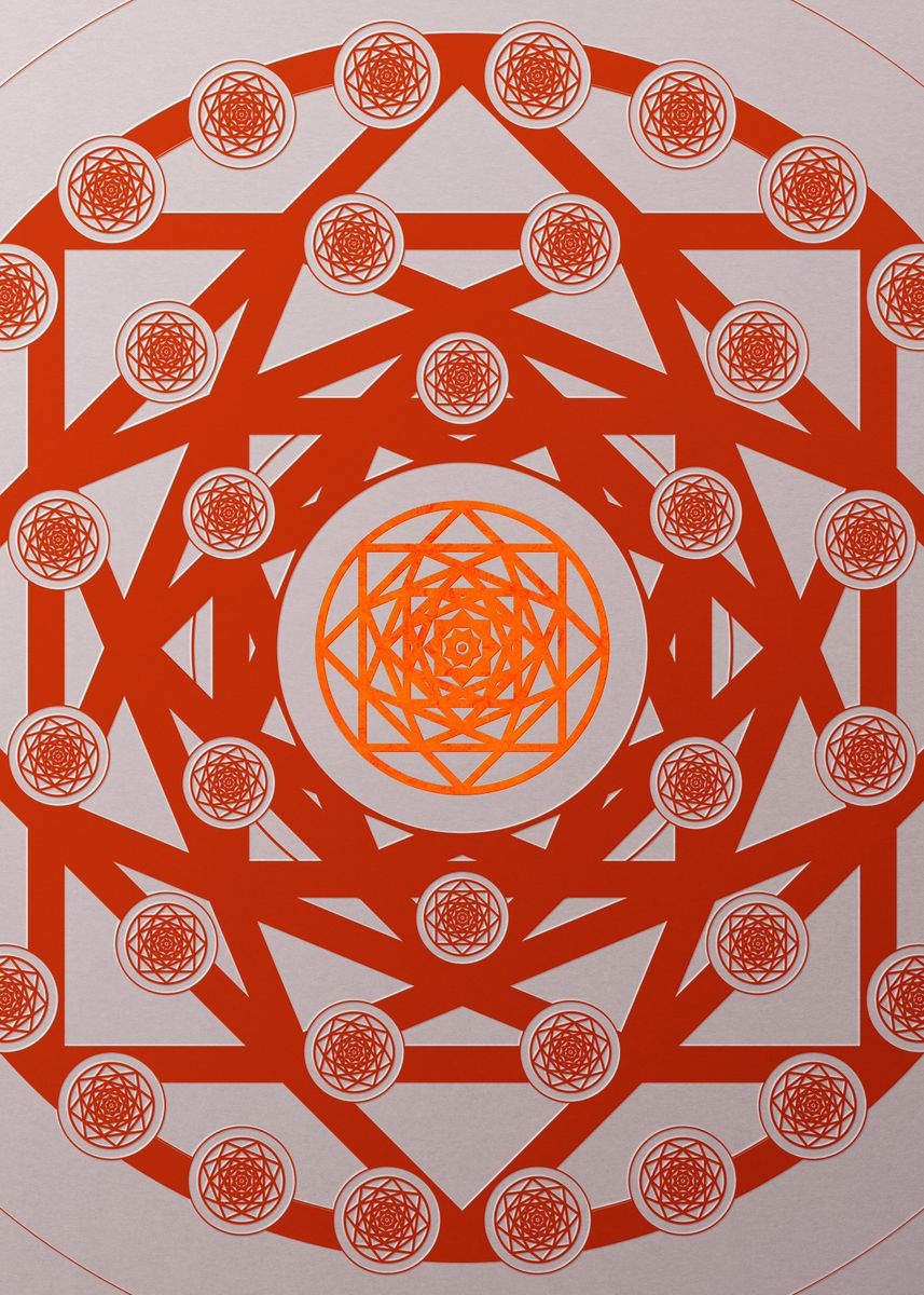 'Red Geometric Glyph Poster' Poster by Holy Rock Design | Displate