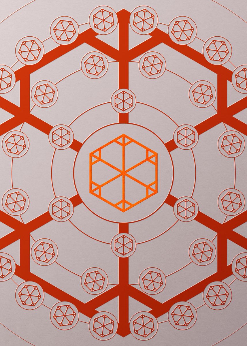 'Red Orange Sacred Geometry' Poster, picture, metal print, paint by ...