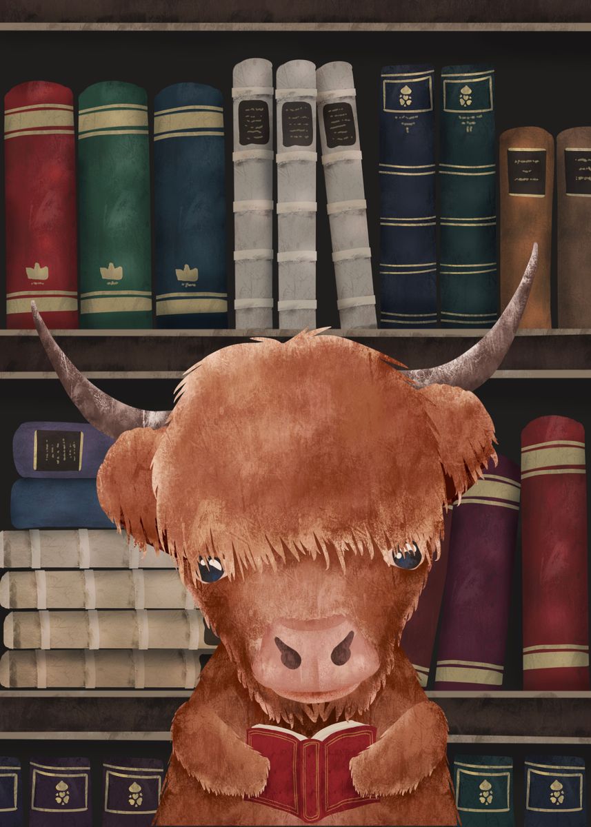 'Yak Book Lover' Poster, picture, metal print, paint by XandYart | Displate