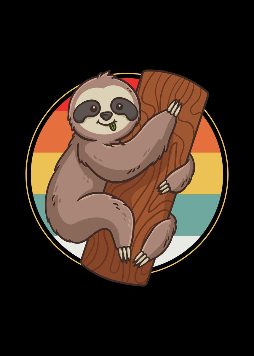 'Sloth Retro' Poster by Mealla | Displate