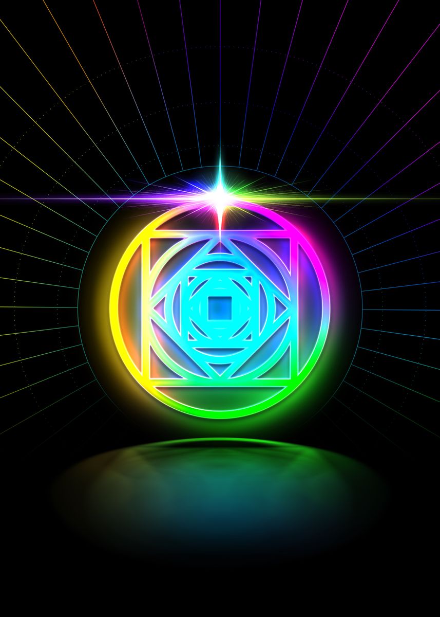 'Neon Sacred Geometry Glyph' Poster by Holy Rock Design | Displate