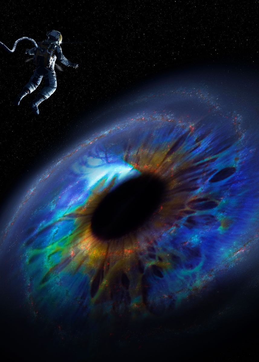 'Astronaut and Galaxy Eye' Poster, picture, metal print, paint by Ale ...
