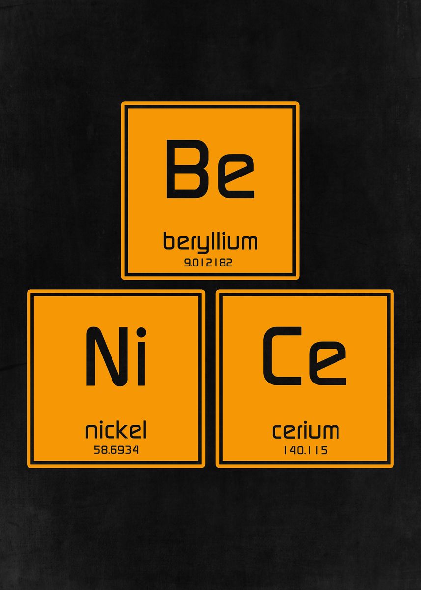 'Be Nice Chem Table' Poster by John Marinakis | Displate