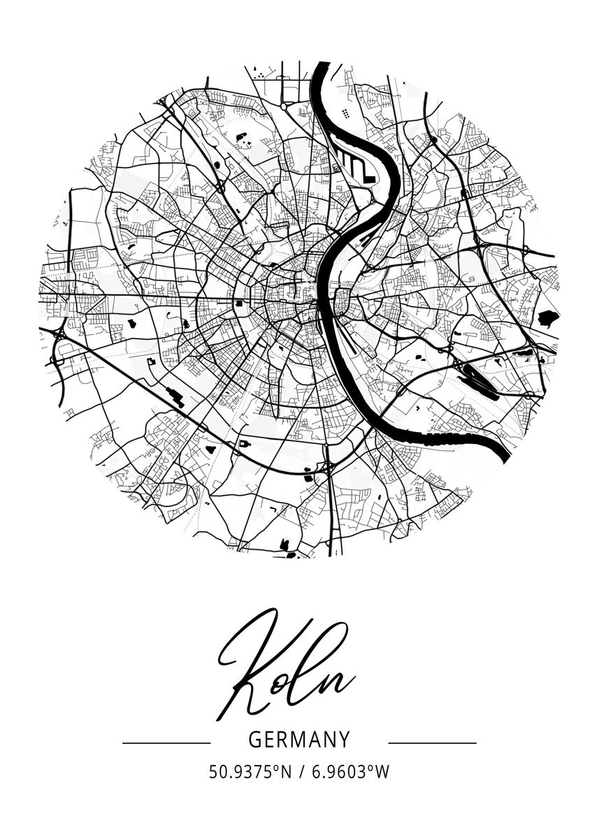 'Koeln City Map Germany' Poster by Max Ronn | Displate