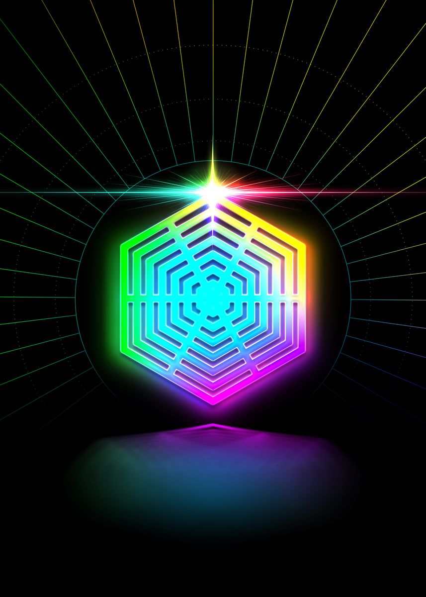 'Prismatic Neon Magic Seal' Poster by Holy Rock Design | Displate