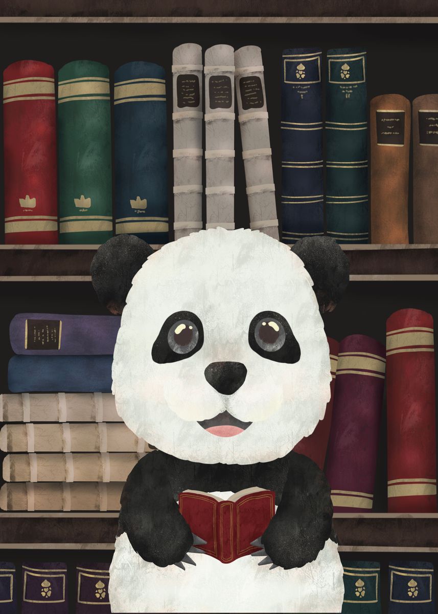 'Panda Book Lover' Poster, picture, metal print, paint by XandYart ...