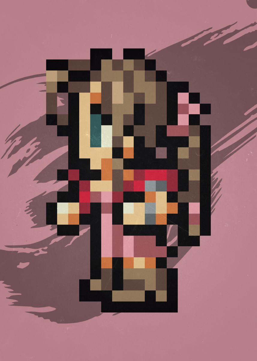 'FF VII Aerith Pixel Sprite' Poster, picture, metal print, paint by Ze ...