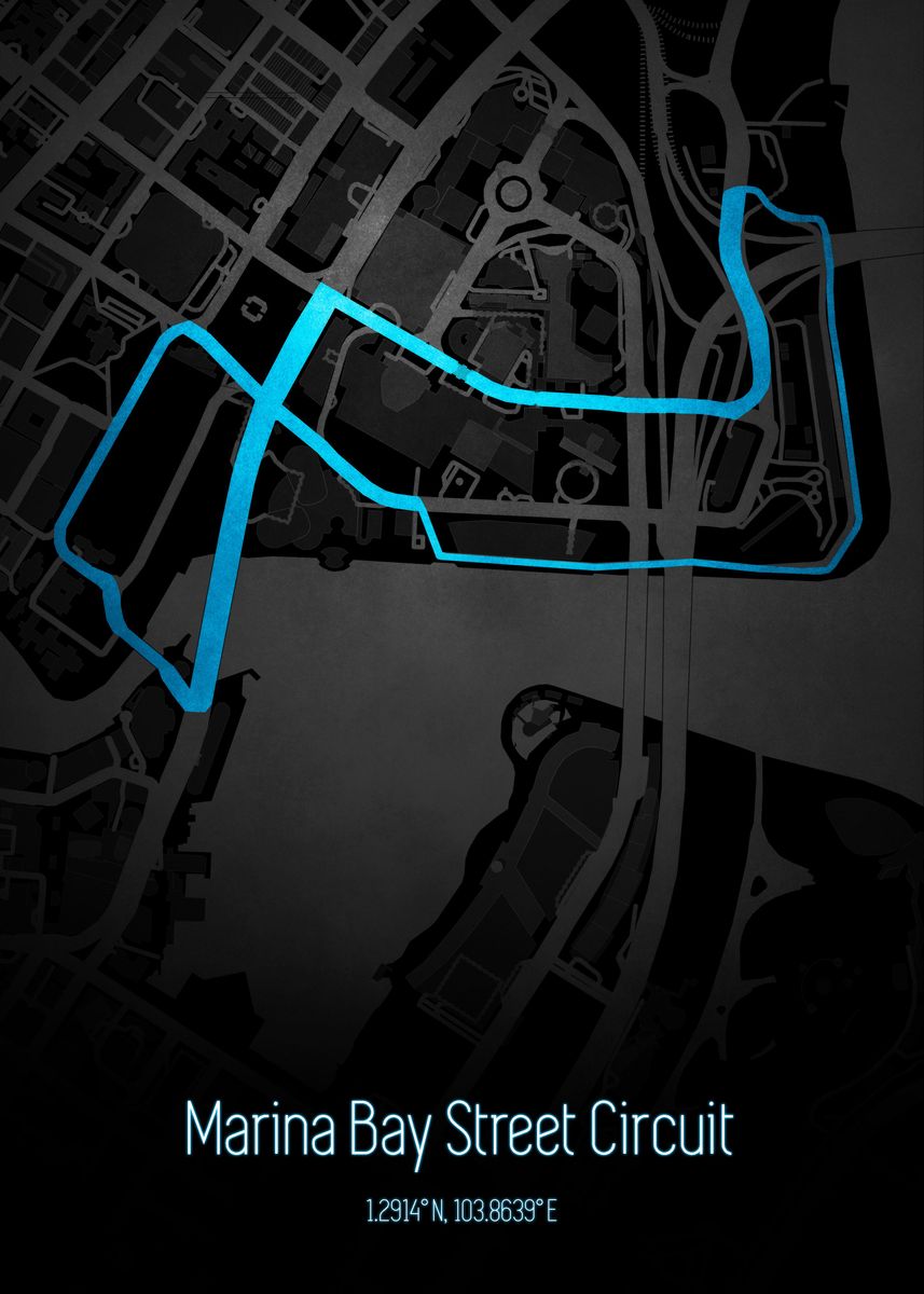 'Marina Bay Street Circuit' Poster by The Trackless Road | Displate