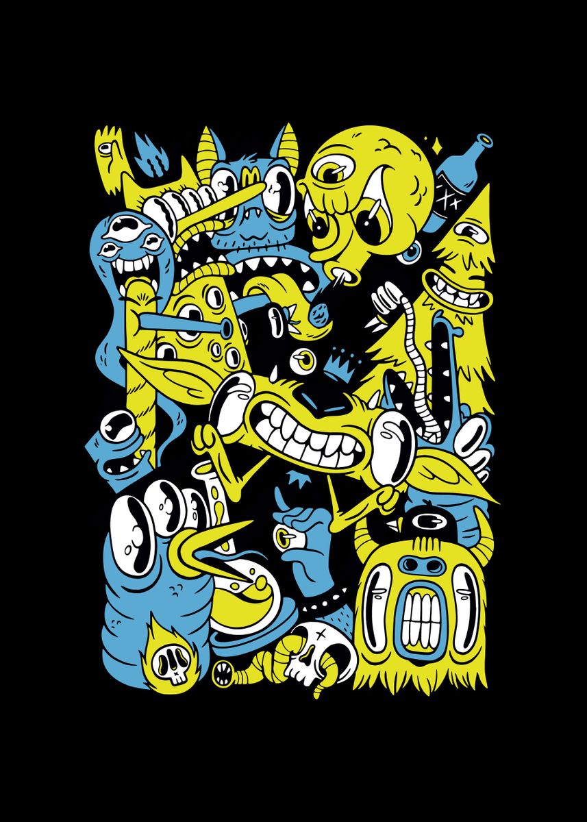 'Monster Collage Scary' Poster, picture, metal print, paint by Artbe ...