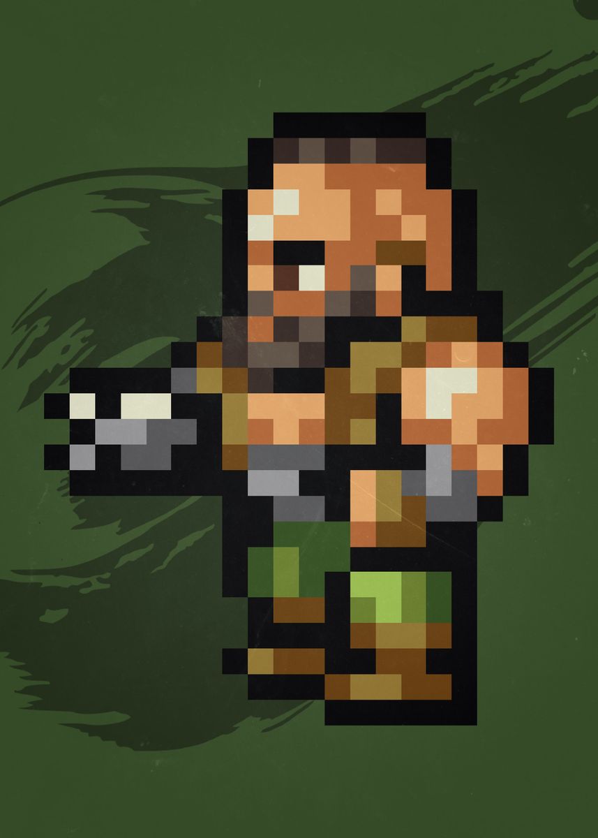 'FF VII Barret Pixel Sprite' Poster, picture, metal print, paint by Ze ...