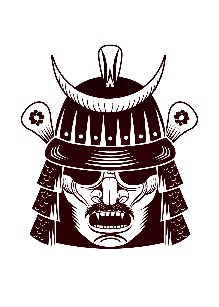 'Skull Samurai Mask' Poster, picture, metal print, paint by Rijis Art ...