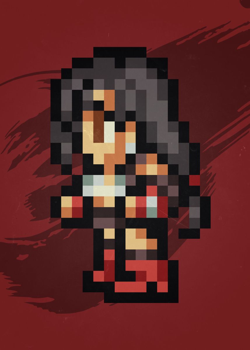'FF VII Tifa Pixel Sprite' Poster, picture, metal print, paint by Ze ...