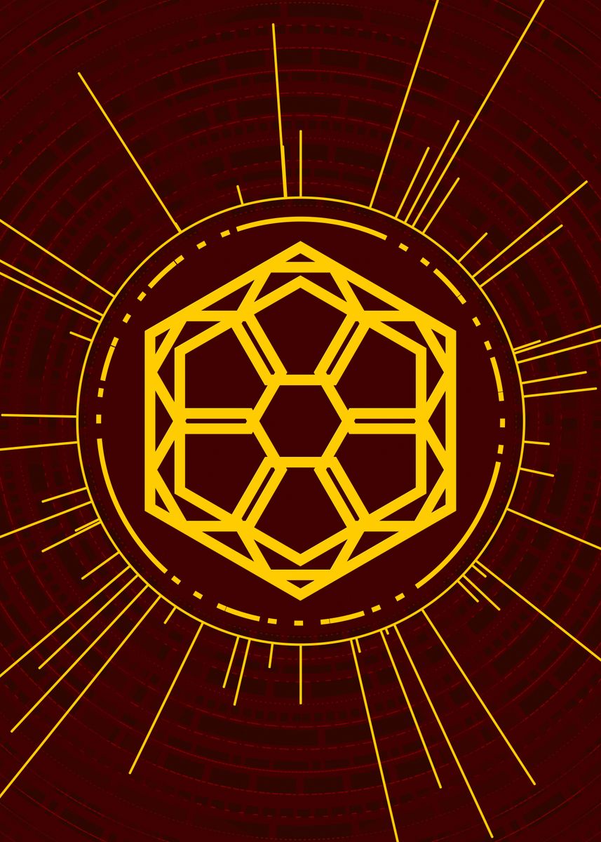 'Yellow Gold Magic Glyph' Poster, picture, metal print, paint by Holy ...