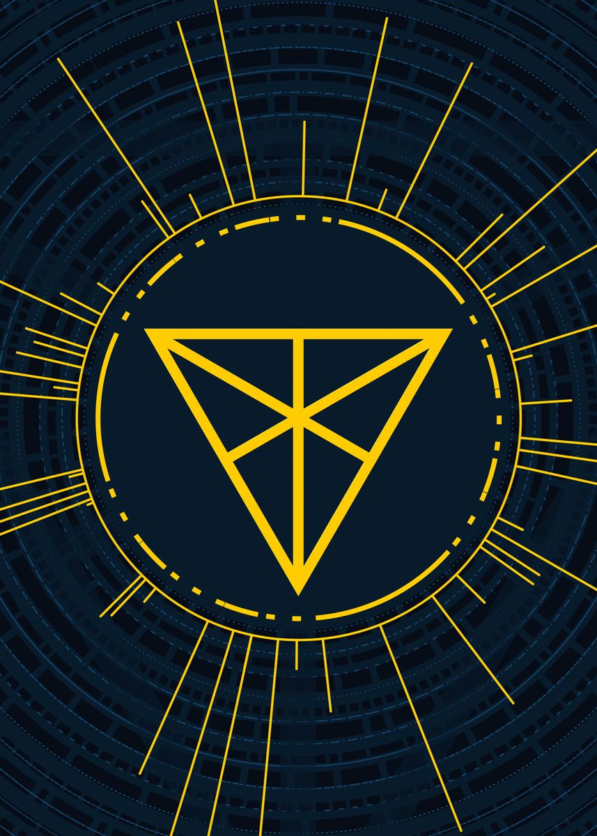 'Gold Geometric Glyph Rune' Poster, picture, metal print, paint by Holy ...