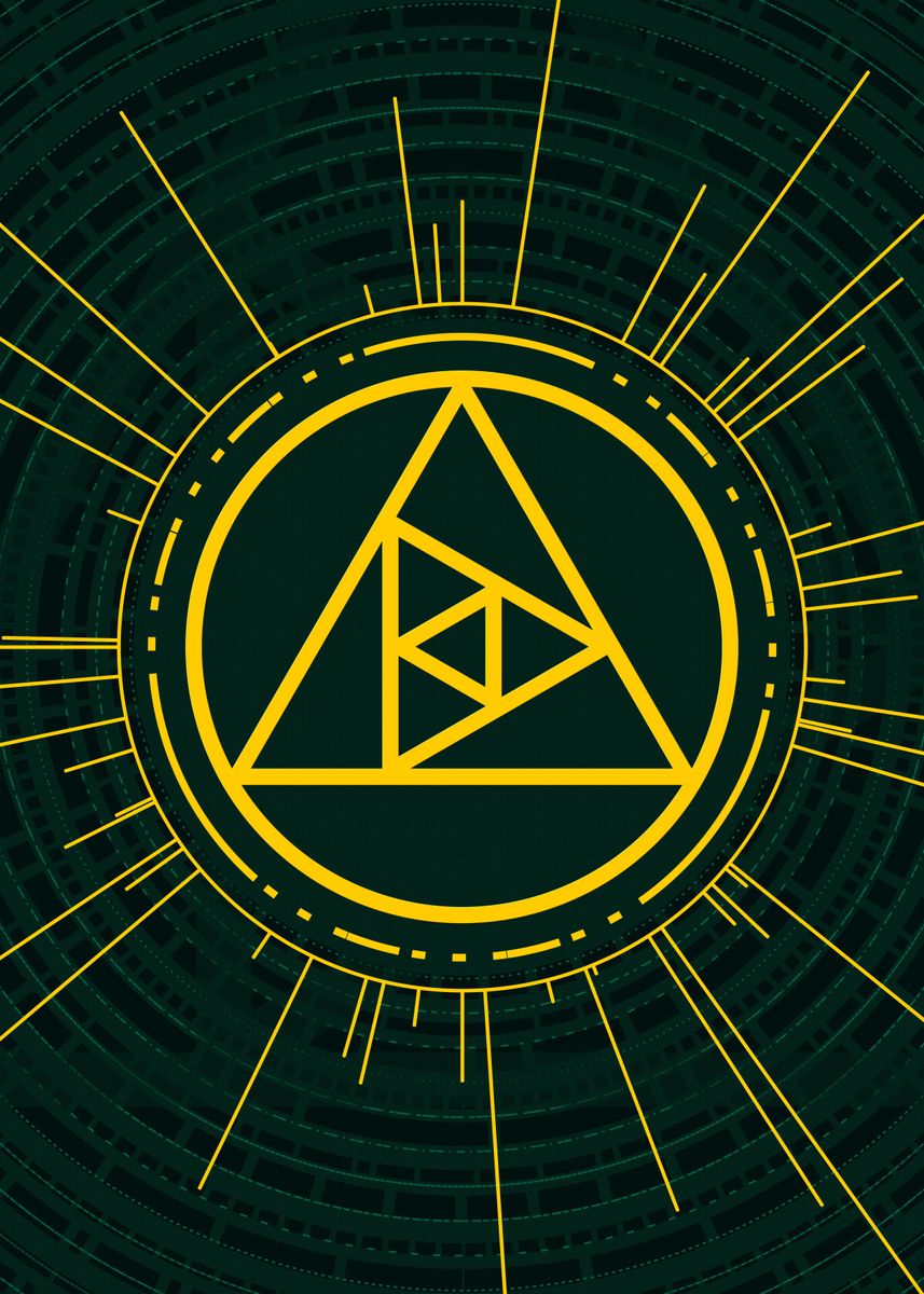 'Gold Geometric Glyph Sign' Poster, picture, metal print, paint by Holy ...