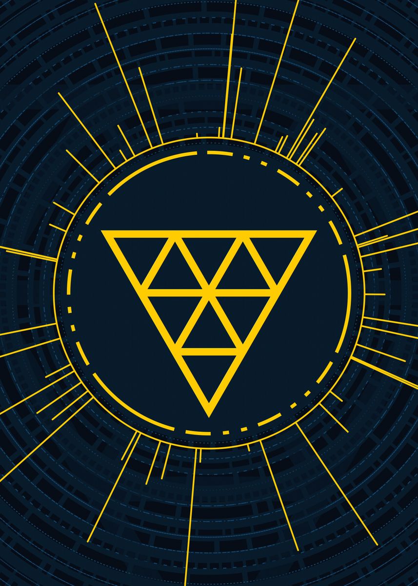 'Gold Geometric Glyph Rune' Poster, picture, metal print, paint by Holy ...