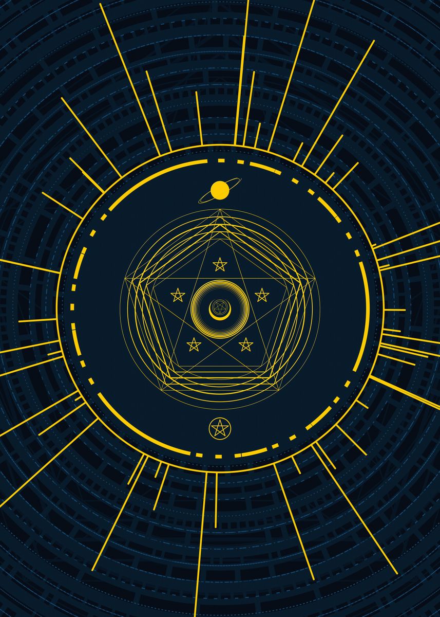 'Gold Sacred Geometry Glyph' Poster by Holy Rock Design | Displate